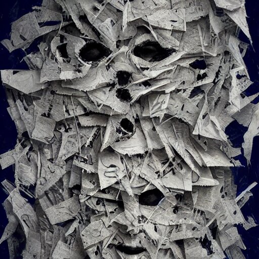 Lexica - Multiple faces shredded like paper masks, horror, surreal ...