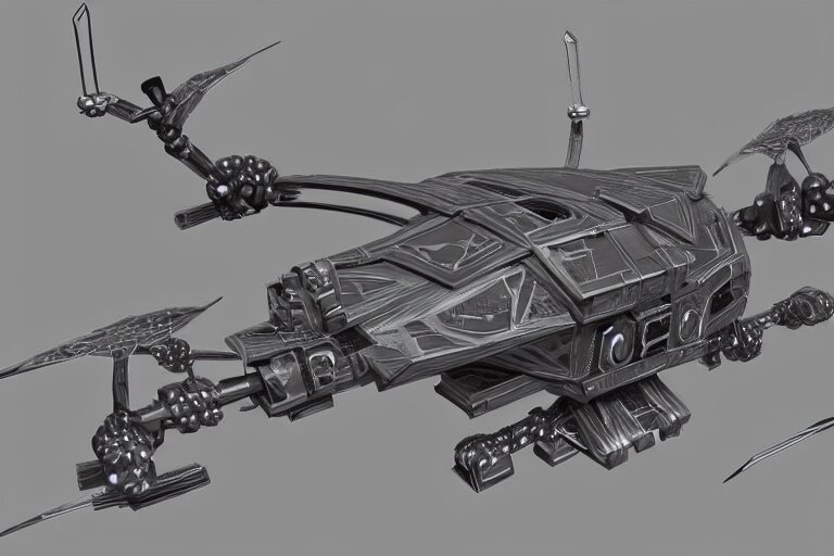 concept art of a futuristic helicopter, in gunmetal grey, extrem ...
