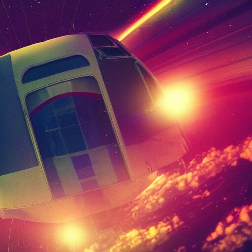 Lexica - A retro sci fi wallpaper of a train flying through space ...
