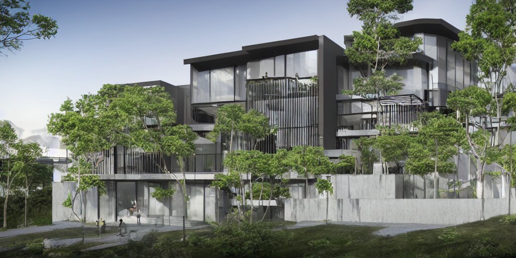 3d rendering of beautiful nature meets architecture concept of ...