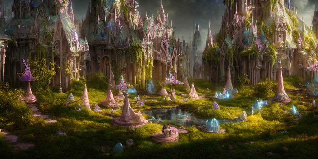 in an ethereal magical fairy city, highly detailed, 8 k, hdr, aw ...