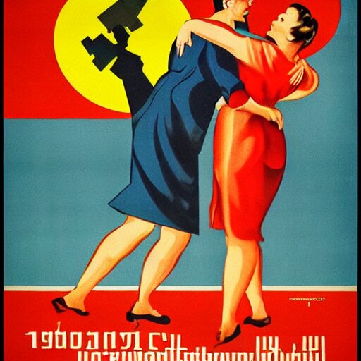 Lexica - 1950 Soviet propaganda poster of embracing capitalism