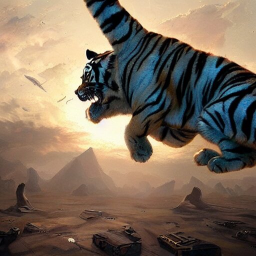 Lexica - Tiger flying in the sky ; cat flying in the sky ; panther ...