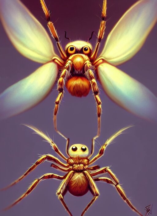 Lexica - Cute spider eating moth, natural lighting, path traced, highly ...