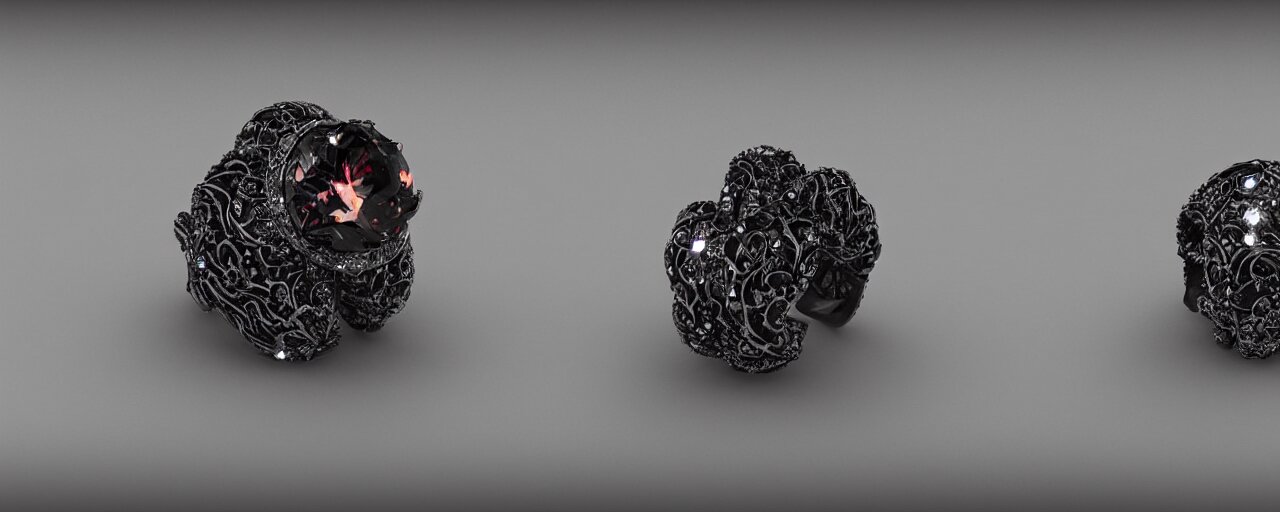 Lexica - Black magic crystal ring, fire, flame, crystal, engravings ...