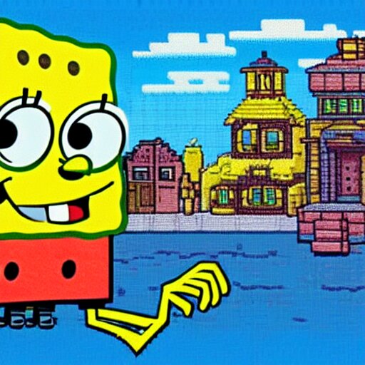 Lexica - Spongebob's house, 16 bit,