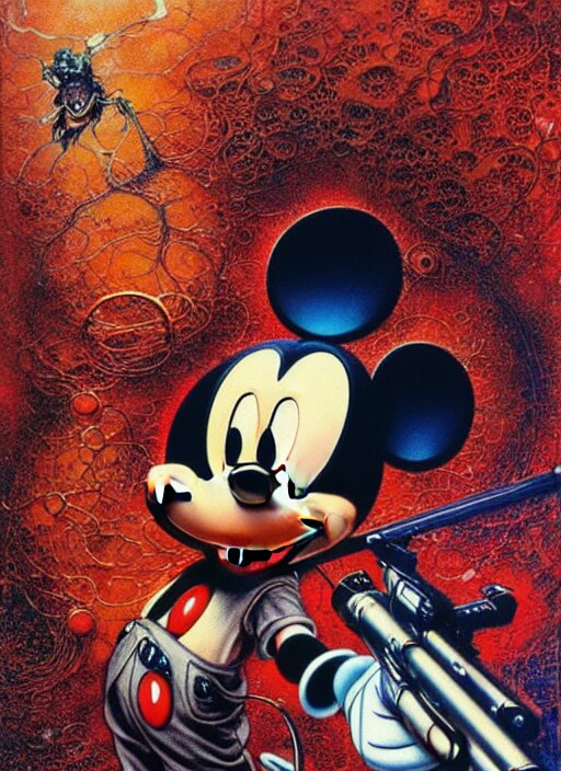 Lexica - Realistic detailed image of Mickey Mouse with a gun ,Ayami ...