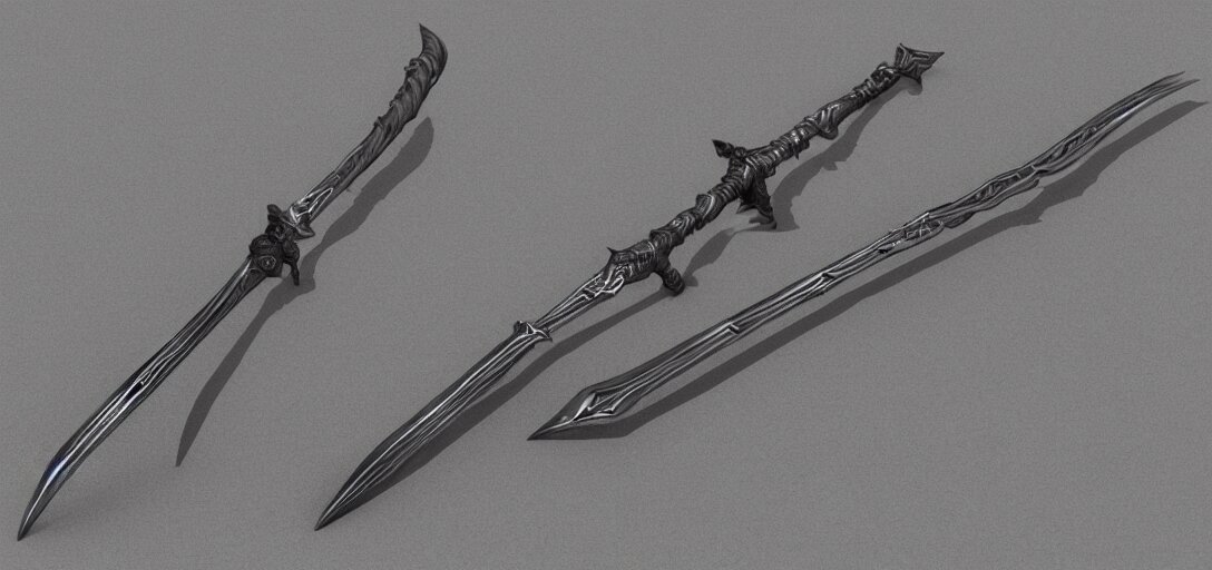 Lexica - Long sword, black skeleton sword, steel, sword, crystals ...
