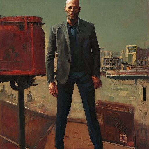 Lexica - Portrait of Jason statham pet detective standing atop a ...
