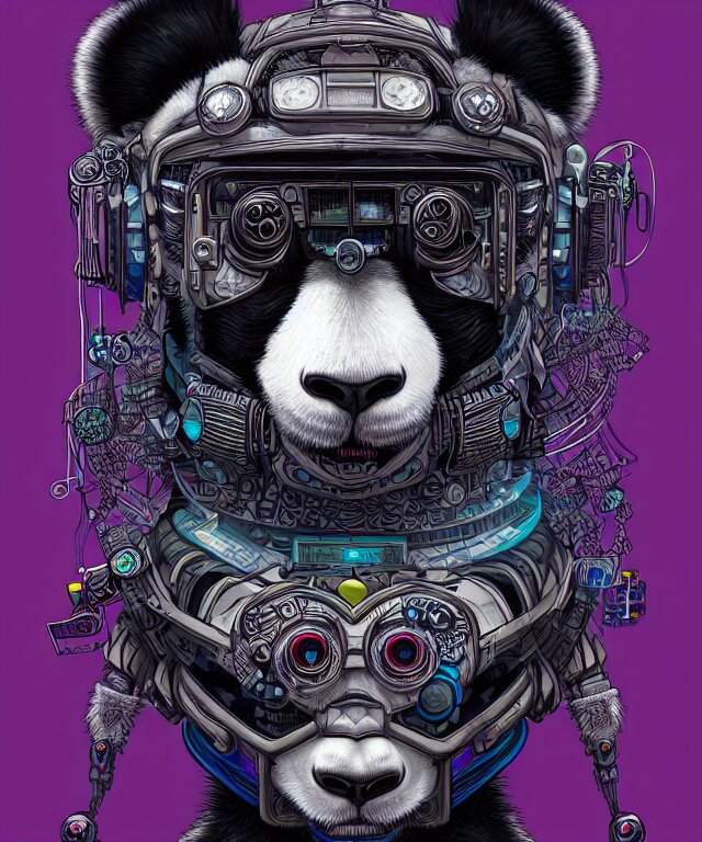 Lexica - A portrait of a cyberpunk panda, mandala, fantasy, intricate ...