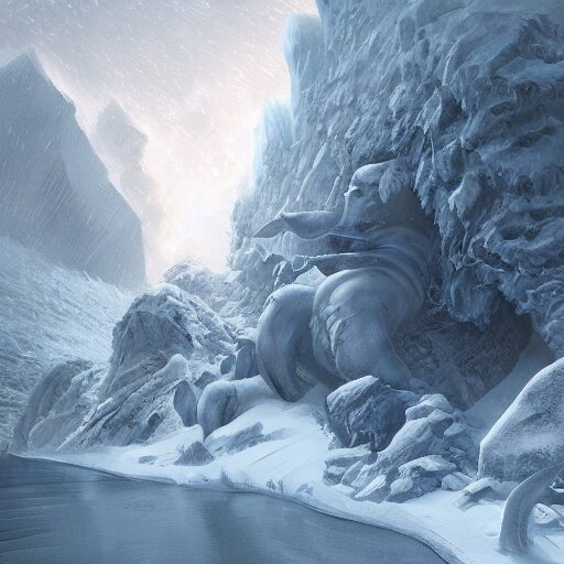 Lexica - A monster in the Arctic covered in snow, fractal Lighting, by ...
