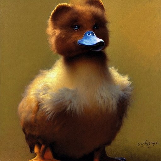 Lexica - A portrait of a furry duck wearing a tshirt and pants, hairy ...