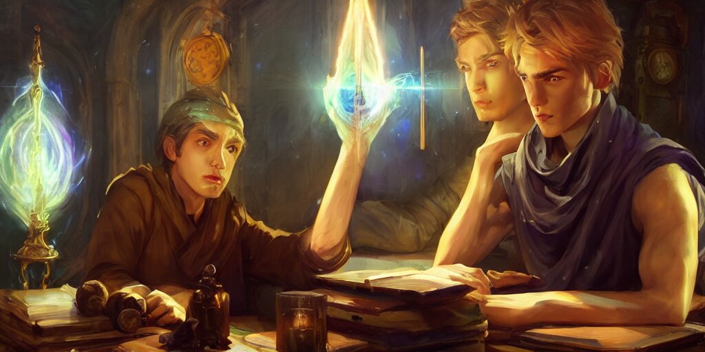 Lexica - A young caucasian male mage they are in a alchemy workshop ...