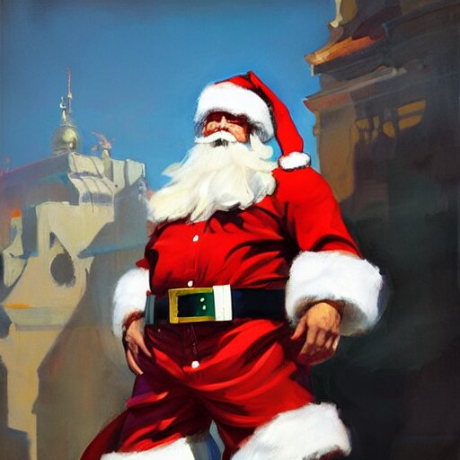 Lexica - Greg manchess portrait painting of partially armored santa ...