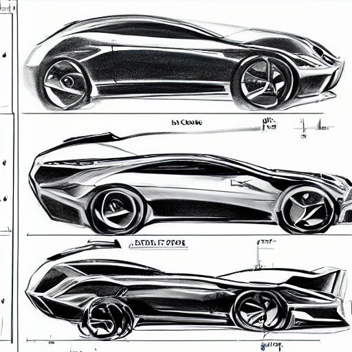 Drawing, Blueprints for a car, science fiction, technical, high ...