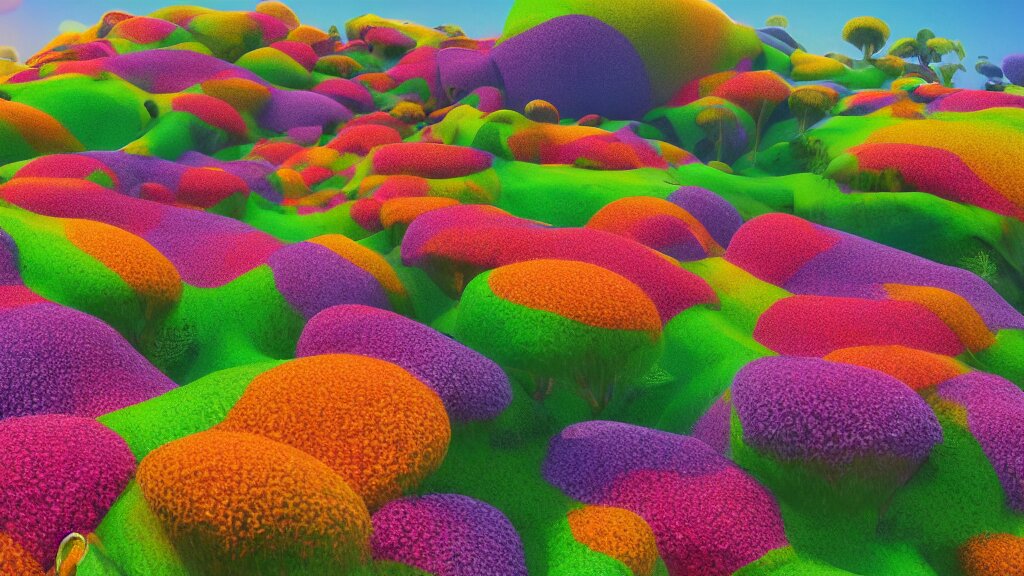 Lexica - Digital illustration of a field of multi - colored megaflora ...