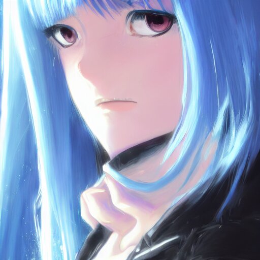 Lexica - Full shot of rimuru tempest, sky blue straight hair, long ...