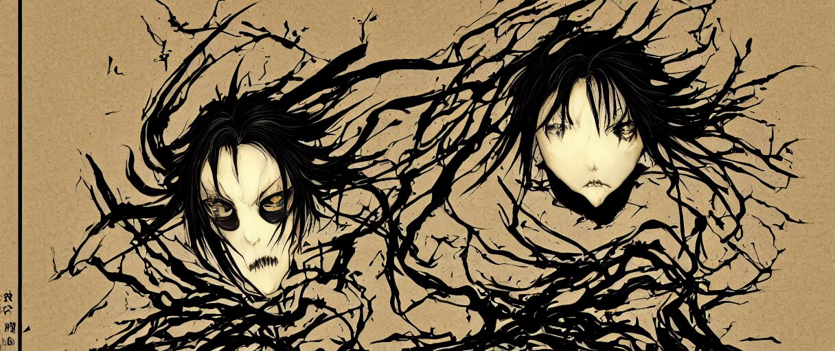 Lexica - A dark Shinigami 死神 by Tawaraya Sotatsu, kintsugi, symmetrical ...