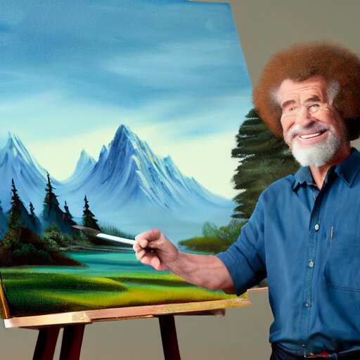 Lexica - A closeup photorealistic photograph of bob ross working on a ...