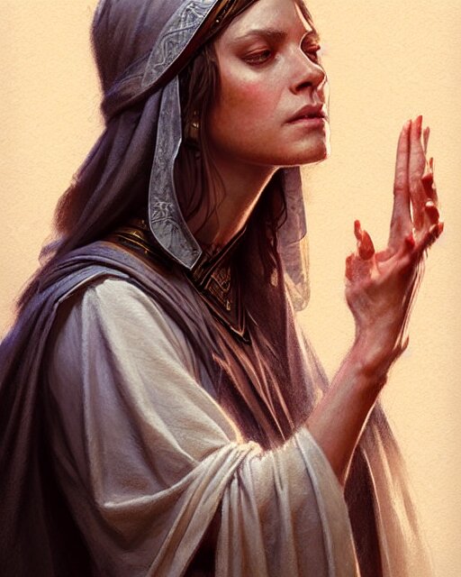 Lexica - A female priestess casting a healing spell | | pencil sketch ...