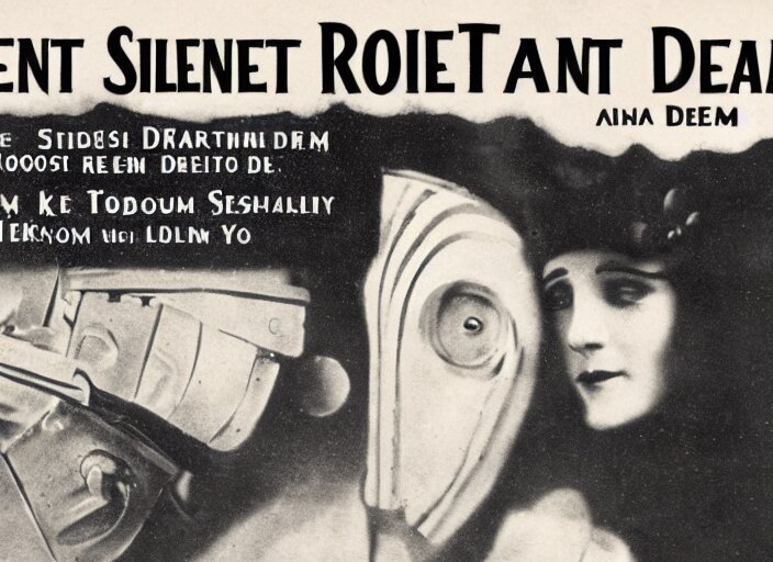 Lexica - A title card for a 1910 silent movie called when robots dream