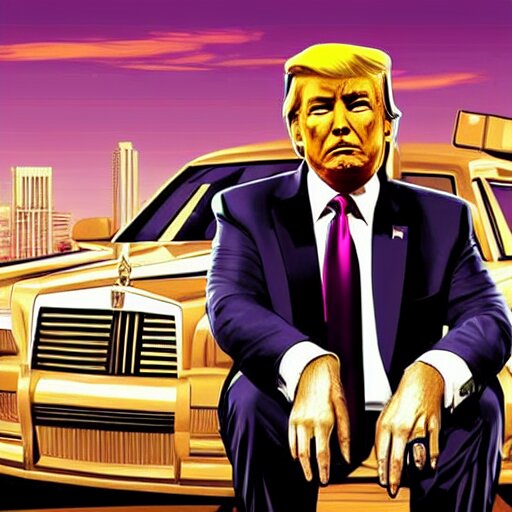 Lexica - Portrait of donald trump sitting on a roll's royce, gta 5 ...