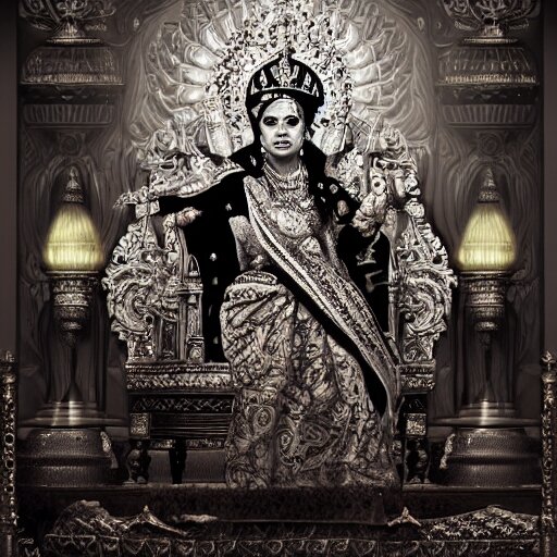 Lexica - The queen of india sitting on a throne, moody atmosphere ...