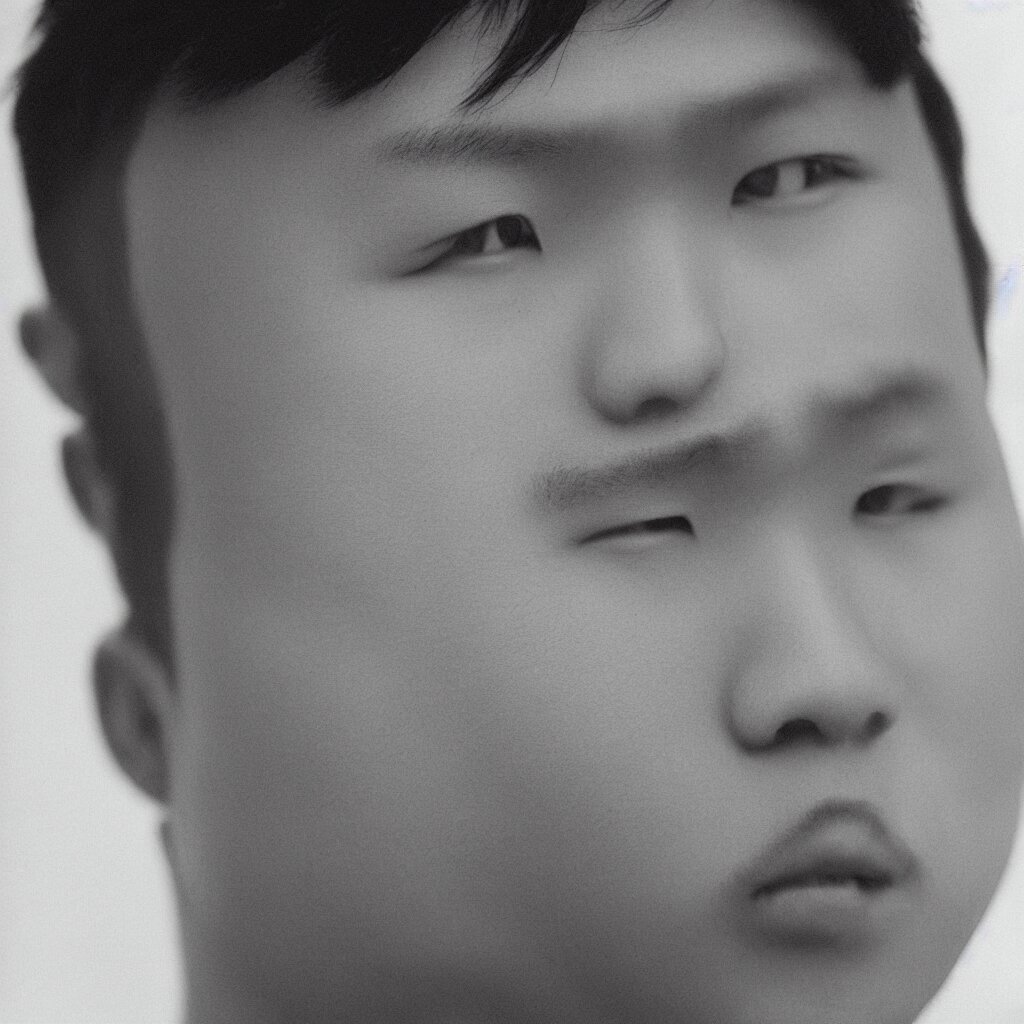 Lexica - A young asian man with a square face, very short thick curly ...