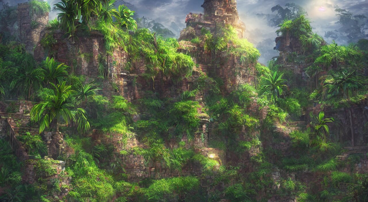 Lexica - the wall wood fortress tropical with little plant along ...