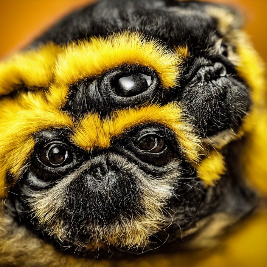 Lexica - Bumblebee pug, soft and fluffy, macro photography, high ...