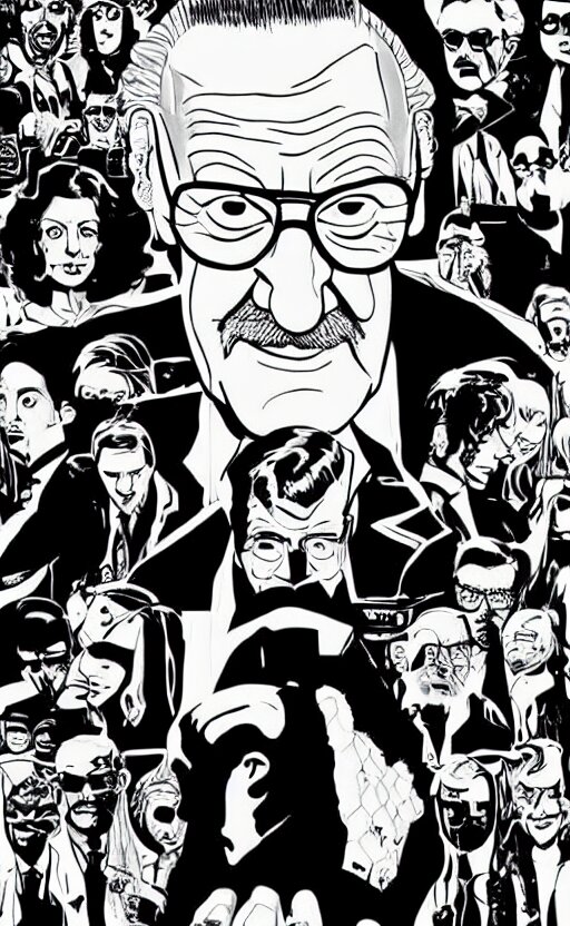 Lexica - Stan lee, high contrast, standing, portrait, facing forward ...