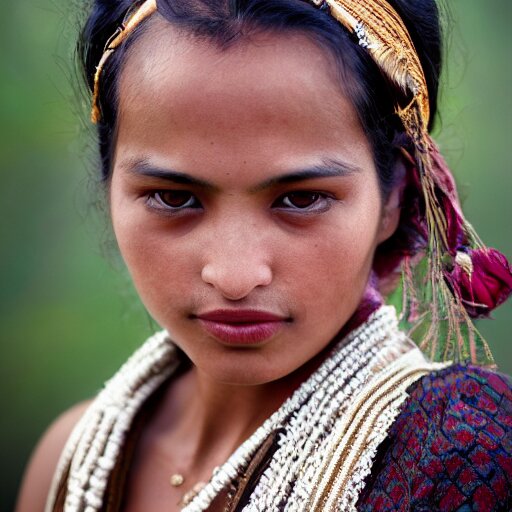 Lexica - Vintage portrait of a stunningly beautiful nepali female, dark ...