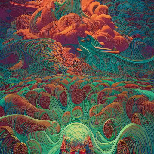 hyperdetailed swirling line art Victo Ngai, Kilian Eng vibrant c ...