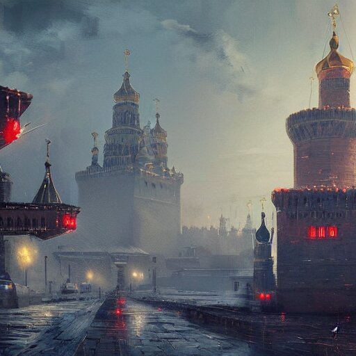 Lexica - Cyberpunk Moscow Kremlin by Greg Rutkowski
