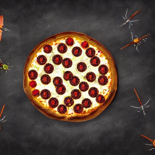 Lexica - A pizza covered in maggots and other insects. concept art ...