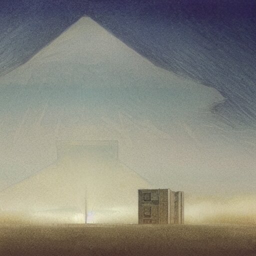 Lexica - A drawing of a building with a sky background, concept art by ...