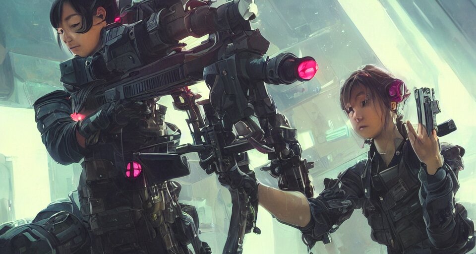 Lexica - Young female japanese sniper holding a railgun sniper rifle ...