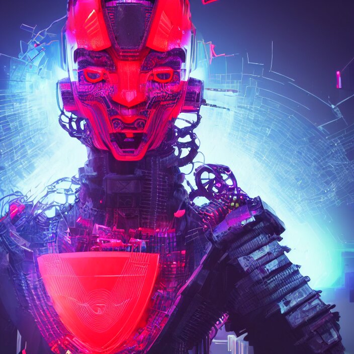 Lexica - Cyber punk, android cannon mindar from japan, oni mask ...