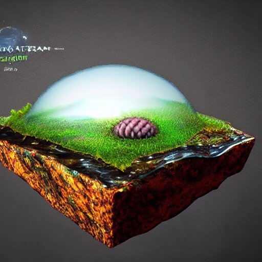 Lexica - Diorama of a alien landscape with strange life, inside a epoxy ...