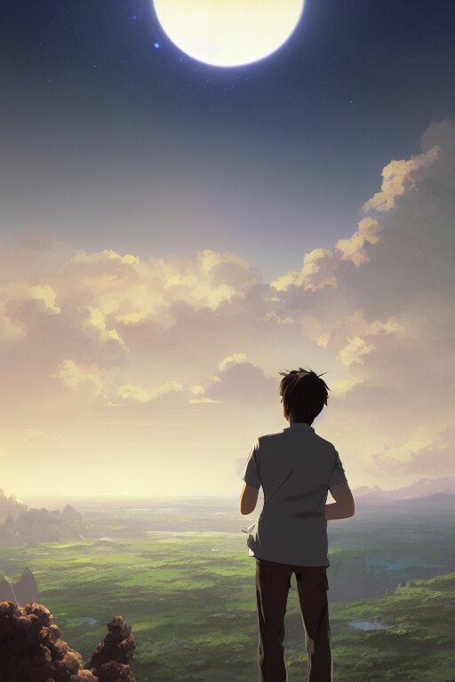 Lexica - A highly detailed matte painting of a man looking out window ...