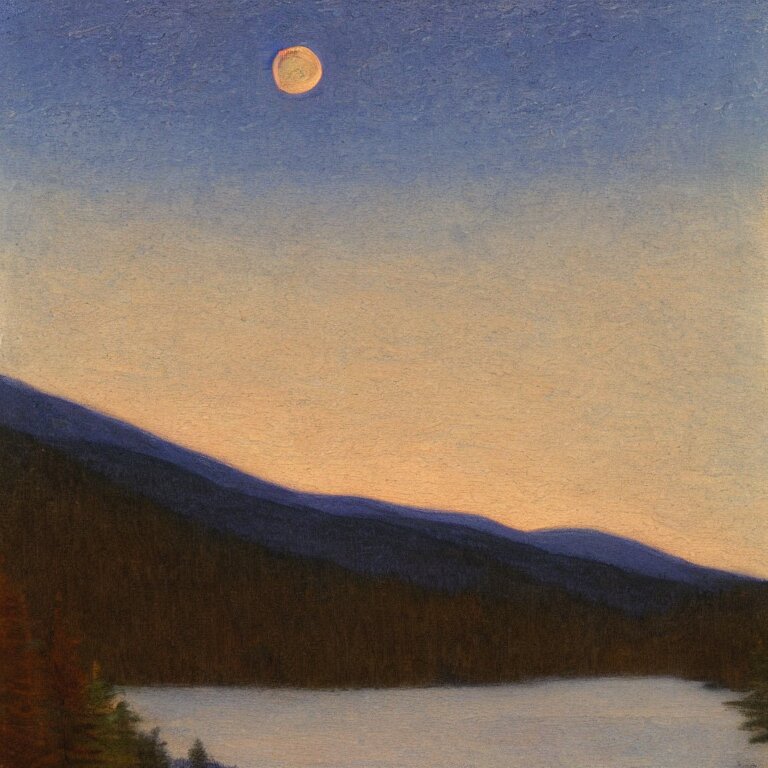 Lexica - New hampshire mountains, pale supermoon, clear sky, twilight ...