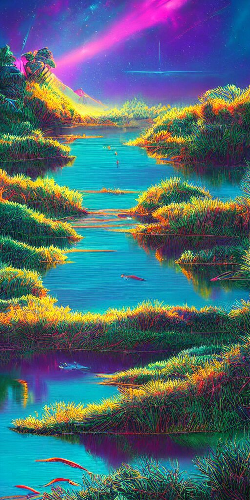 Lexica - Beautiful award winning synthwave painting of a canadi an lake ...