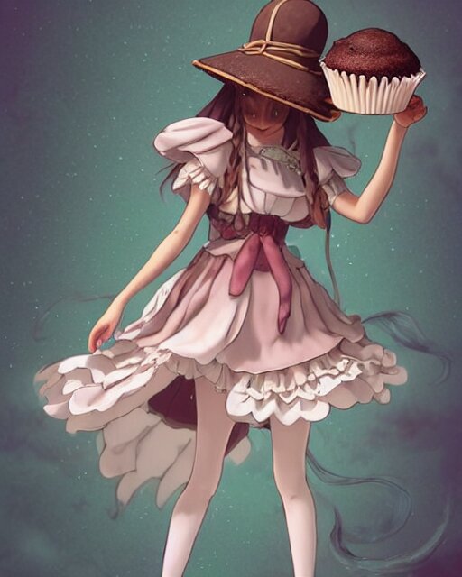 Lexica - A girl as ( fantasy personification of chocolate cupcake ...