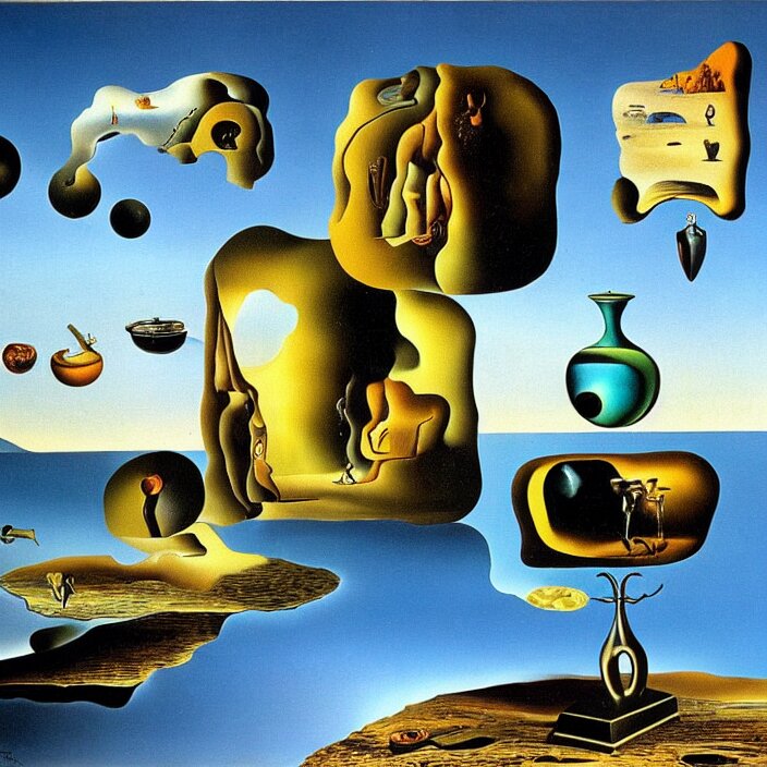 Lexica - Random objects in a surreal environment by salvador dali