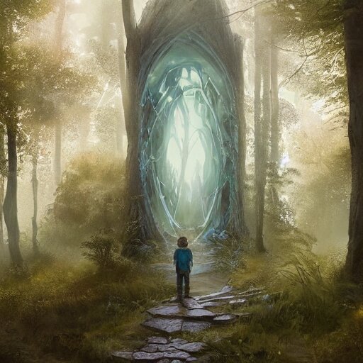 Lexica - Ethereal mystery portal, seen by wanderer boy in middle of ...