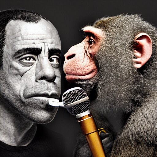 Lexica - Chimera of Joe Rogan and a monkey talking into a microphone ...