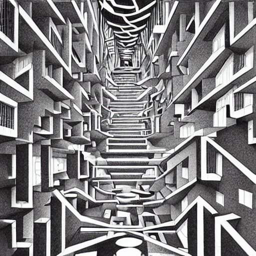 Lexica - A huge bright maze of many doorways and lots of stairs, many ...