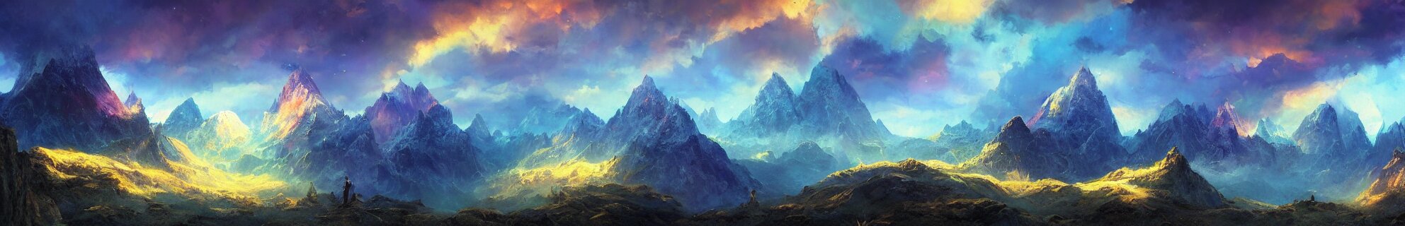 Lexica - Beautiful fantasy alps landscape, colorful clouds, magical ...
