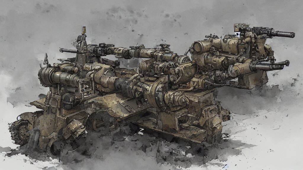 Lexica - Overview of dieselpunk heavy machine gun position ...