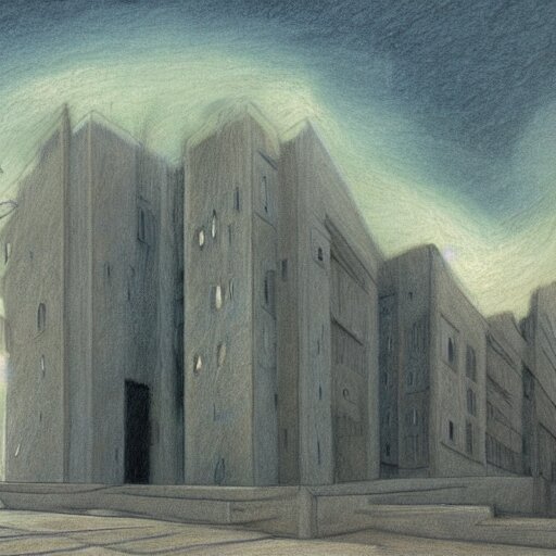 Lexica - A drawing of a building with a sky background, concept art by ...